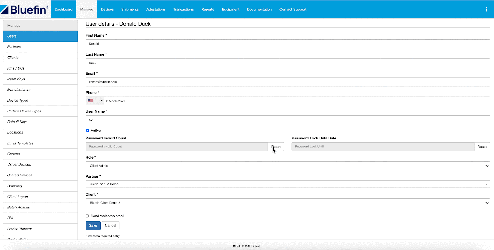 Unlock a User's Account in P2PE Manager