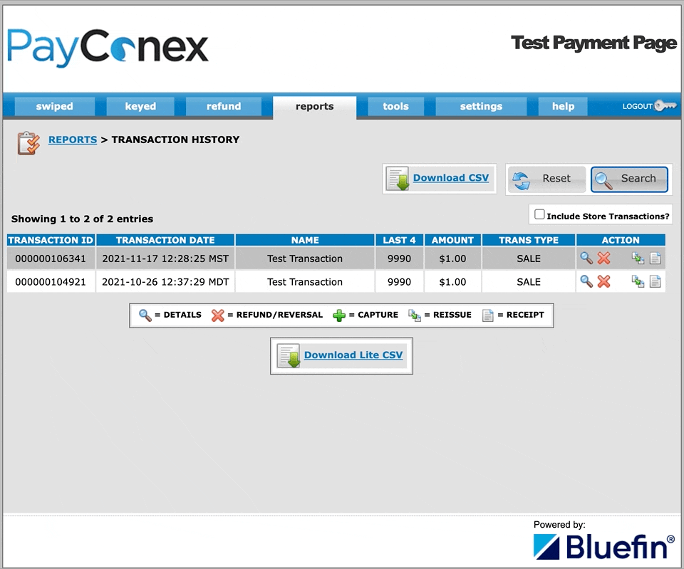 Refund a Transaction in PayConex