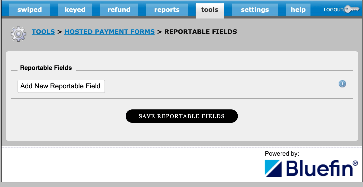 Create Reportable Fields for PayConex Hosted Payment Forms
