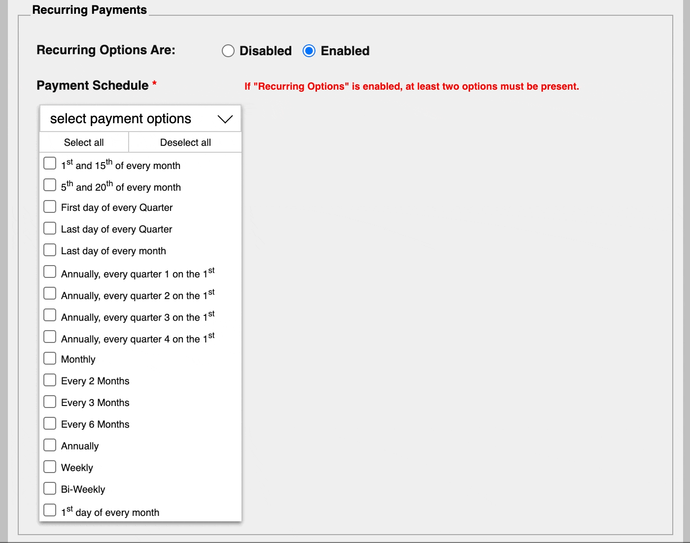 Enable Recurring Transactions on a PayConex Hosted Payment Form